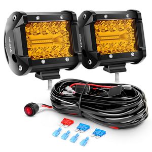 Nilight NiLT Amber 4in 20 LED Spot Flood Combo LED Pods with 12V 16AWG ...