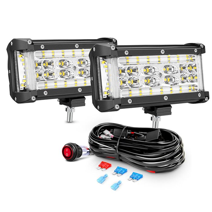 Nilight 5.5in Side Shooter LED Light Bar 42 LED Quad Row 2 Piece with ...