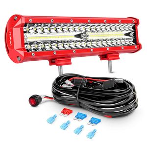 Nilight 12in 100 LED Combo LED Light Bar Red Housing 12 Volt with 16AWG ...