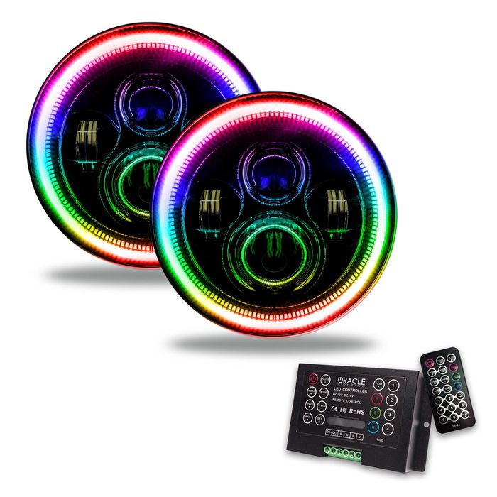 Oracle Lighting 7in High Black Bezel Powered LED Headlights with CS 2.0 ...