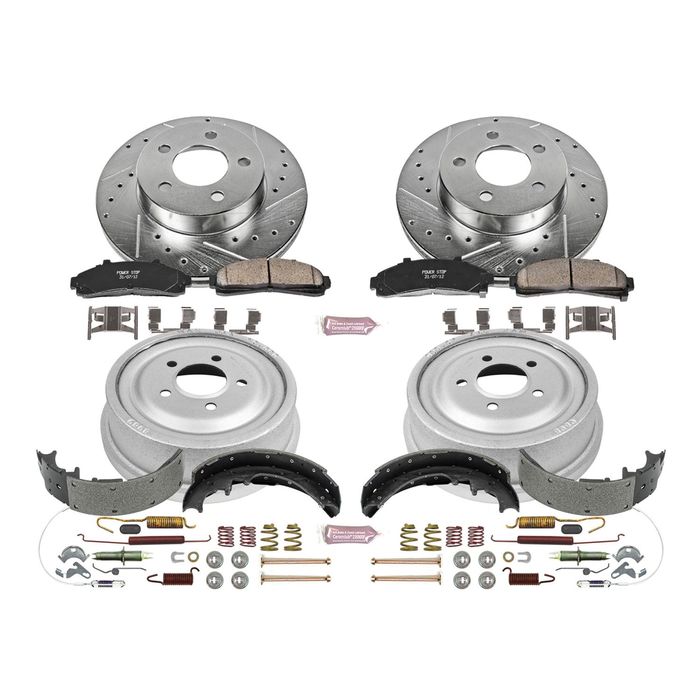 PowerStop Disc Brake Pad and Rotor Drum Brake Shoe and Drum Kit K15004DK