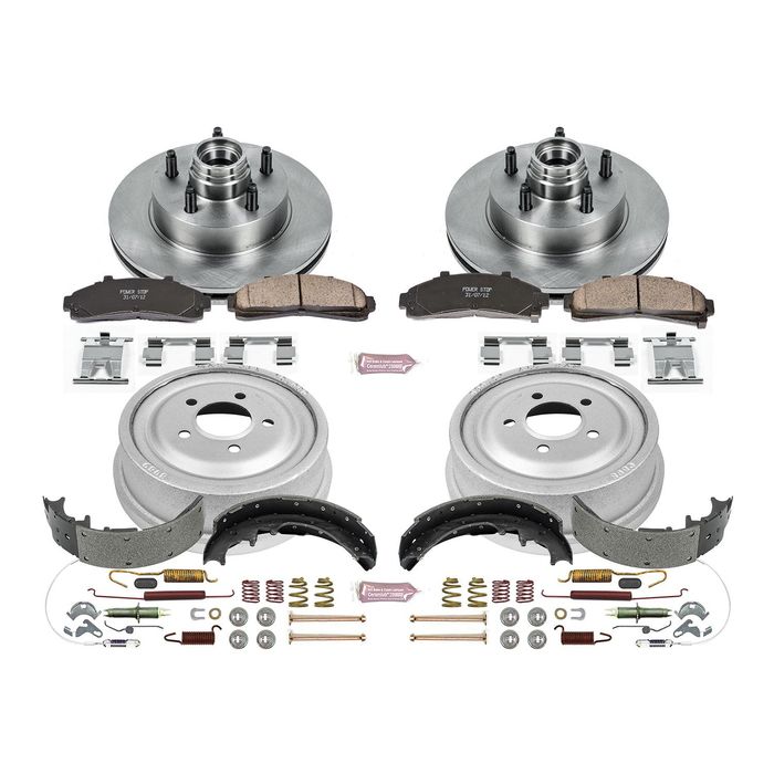 PowerStop Disc Brake Pad and Rotor Drum Brake Shoe and Drum Kit KOE15007DK