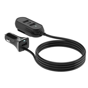 Roadproof 4 Port Car Charger with Extension Cord