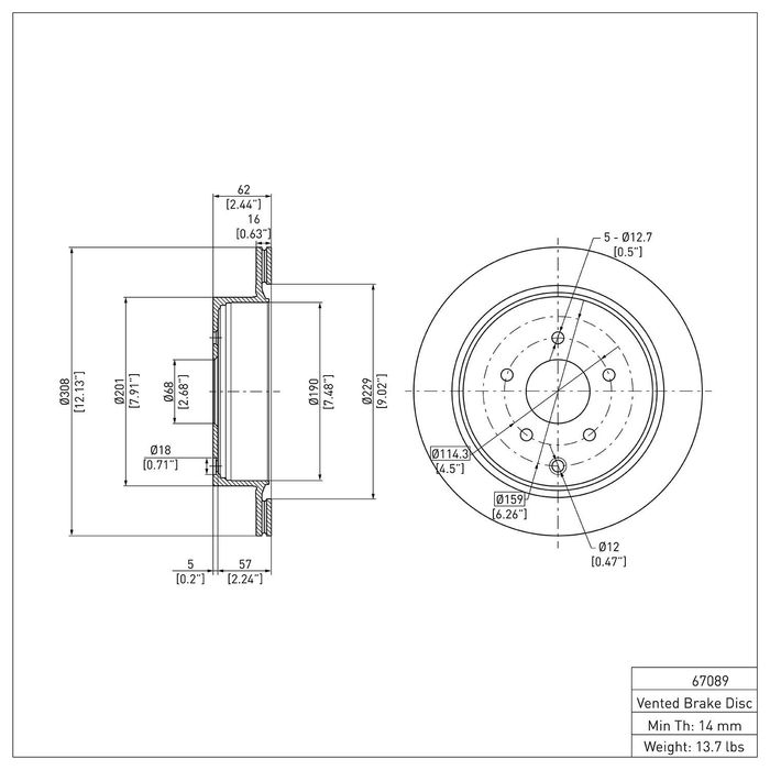 R1 Concepts Disc Brake Rotor ERE-67089