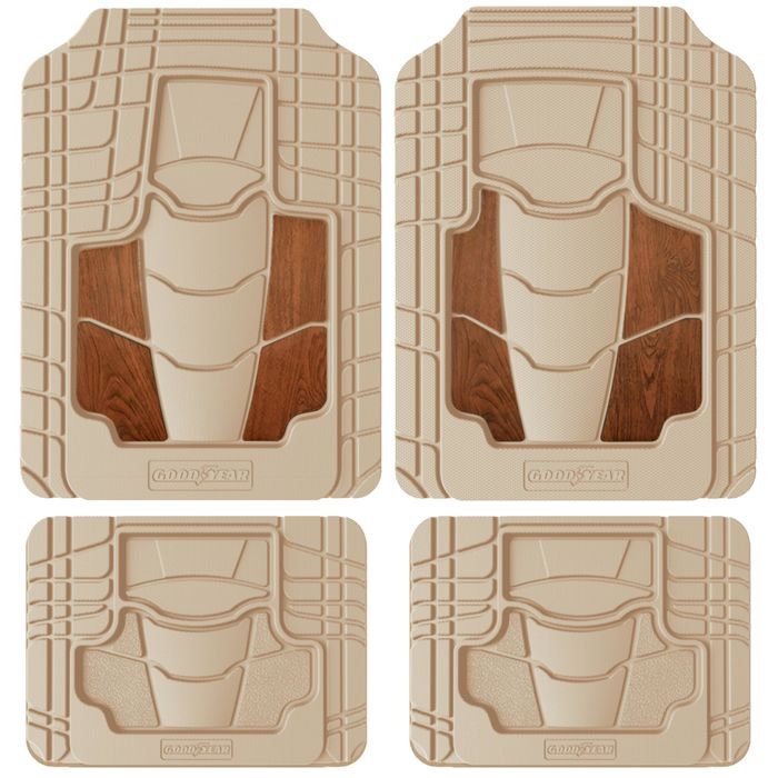 Goodyear Tan Premium Rubber Floor Mats 4 Piece