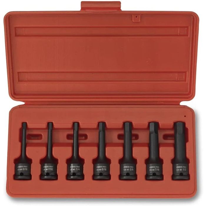NEIKO 3/8in Drive SAE Impact Hex Bit Socket Set 7 Piece