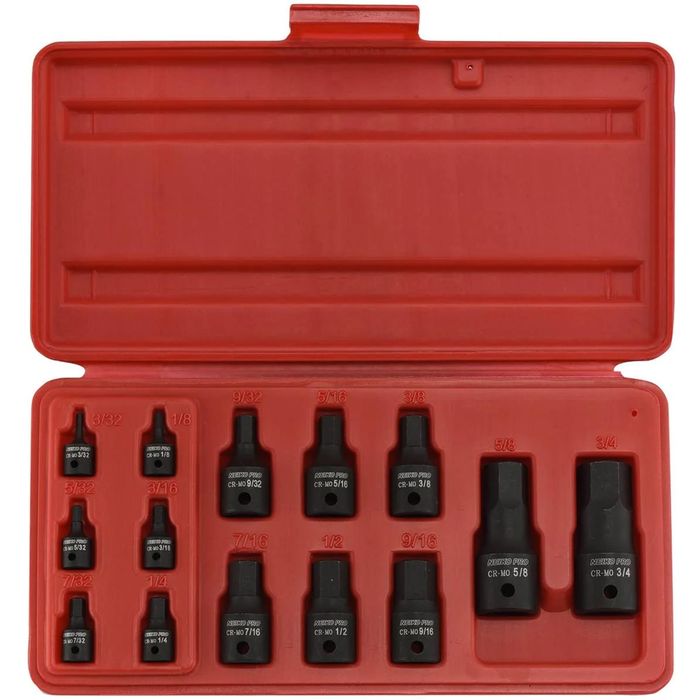 NEIKO 2.5mm to 19mm Metric Impact Hex Bit Socket Set 14 Piece