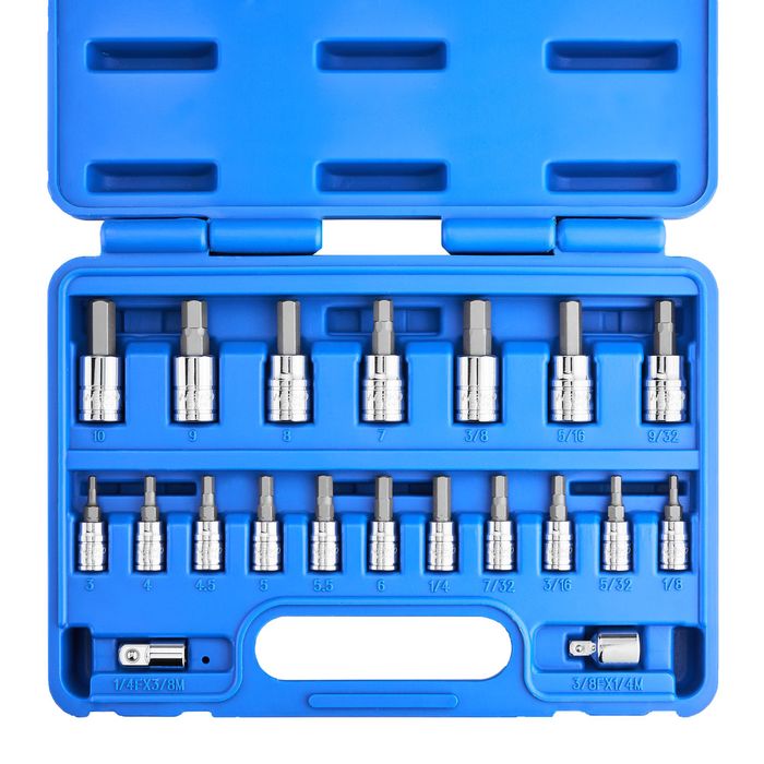 NEIKO SAE and Metric Hex Bit Socket Set 20 Piece