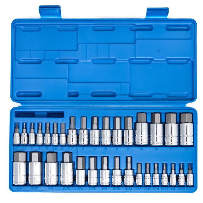 NEIKO SAE and Metric Hex Bit Socket Set 33 Piece