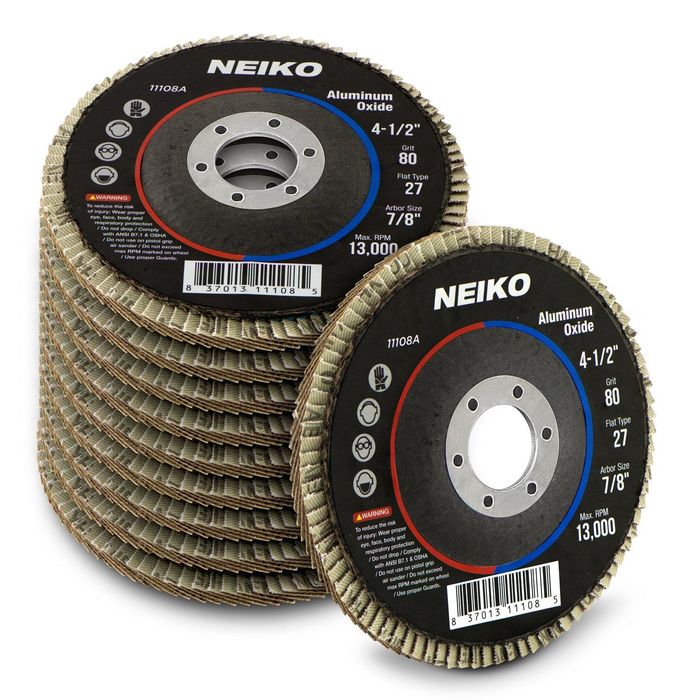 NEIKO 80 Grit, Flap Disc, Aluminum Oxide, 10 Pack