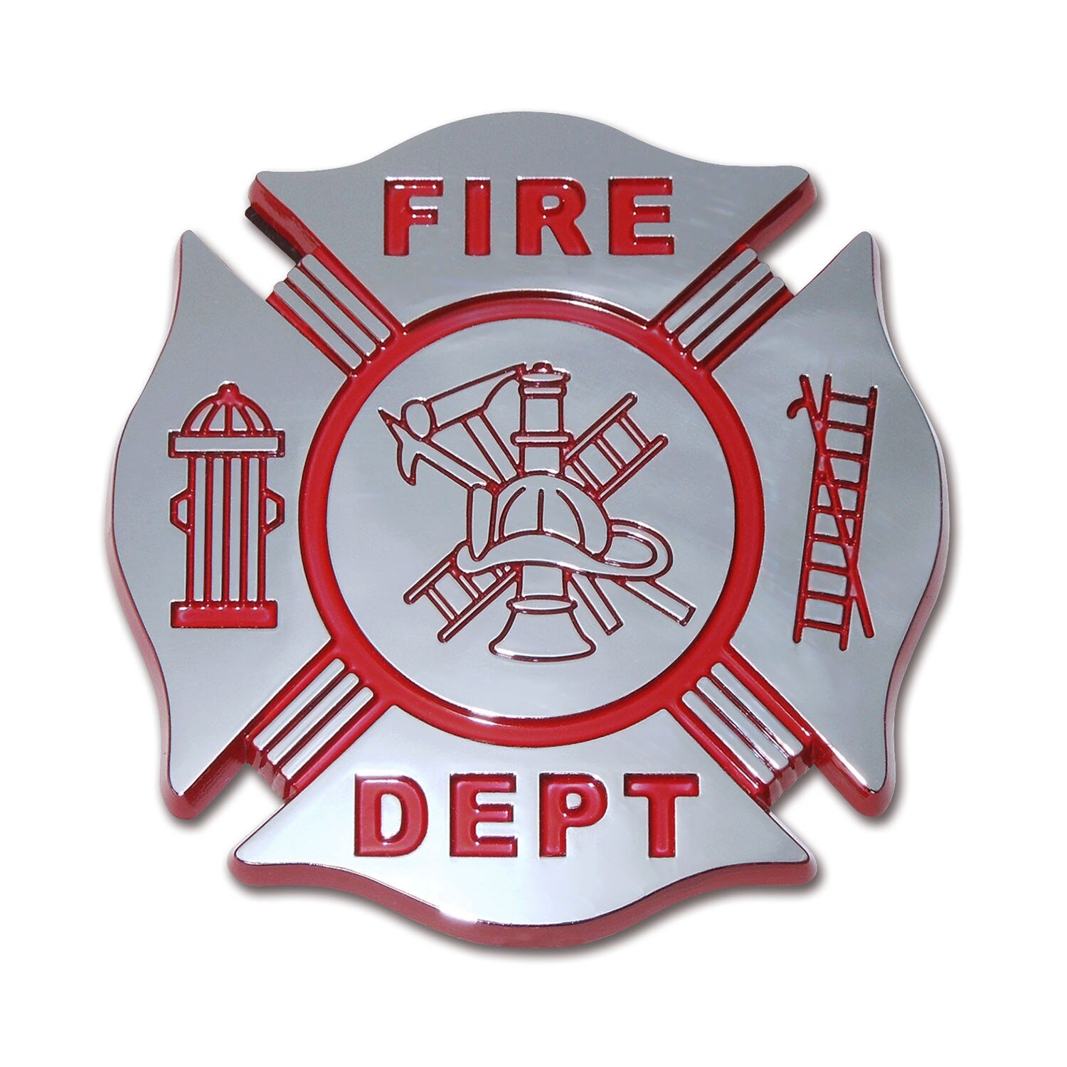 Elektroplate Chrome Firefighter emblem with red paint