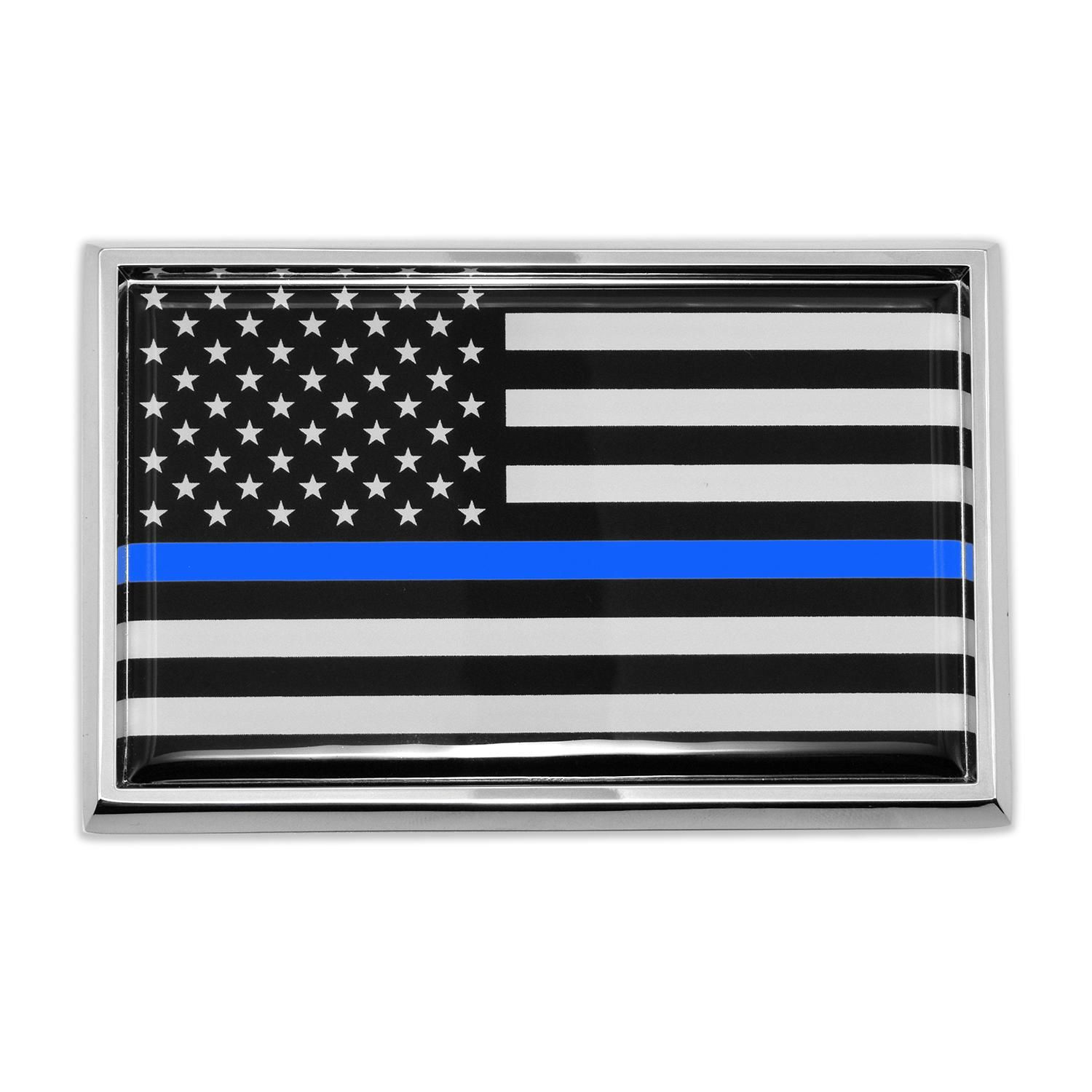 Elektroplate Chrome All Metal Police Flag Emblem with Color Domed Decal ...