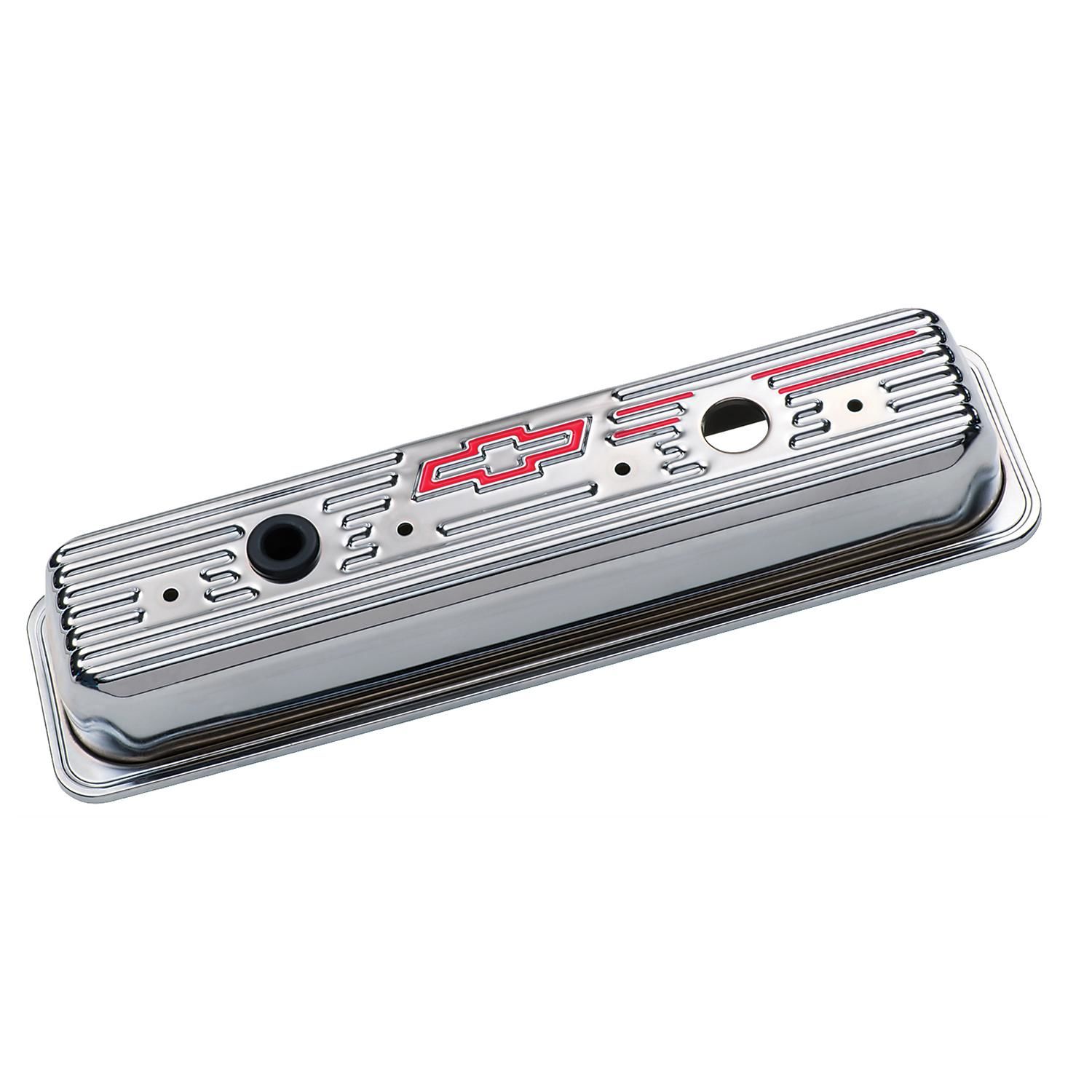 Proform Chrome Valve Cover with Bowtie Logo for Chevy Small Block
