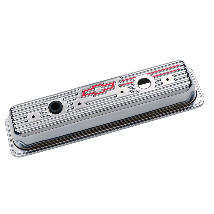 Proform Chrome Valve Cover with Bowtie Logo for Chevy Small Block