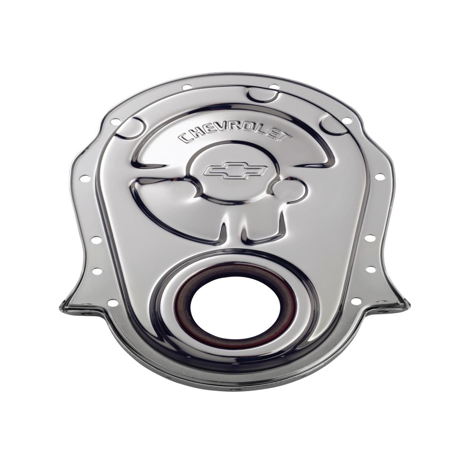 Proform Chrome Timing Chain Cover with Chevrolet and Bowtie Emblems for ...