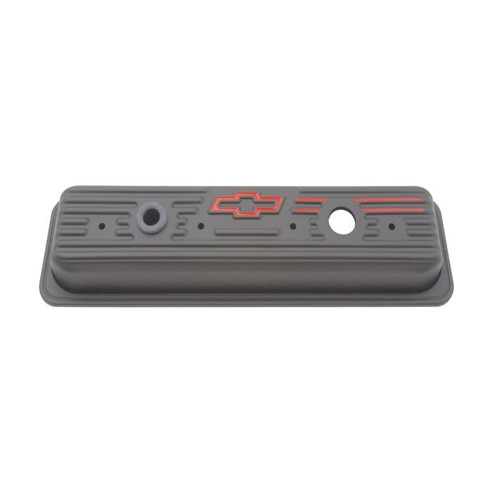 Proform Black Valve Cover with Bowtie Logo for Chevy Small Block