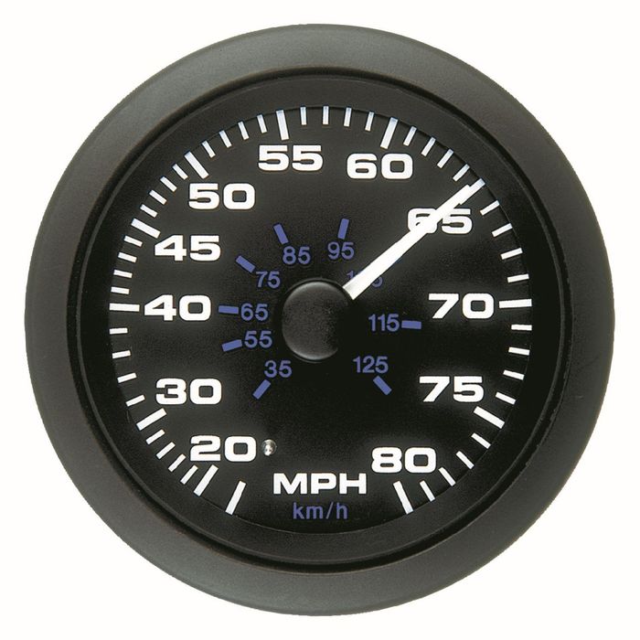 Sierra Marine 3in 80 MPH, Black Premier Pro Speedometer Head