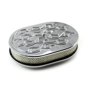 Speedmaster 12in x 2in Oval Flamed Polished Aluminum Air Cleaner Kit