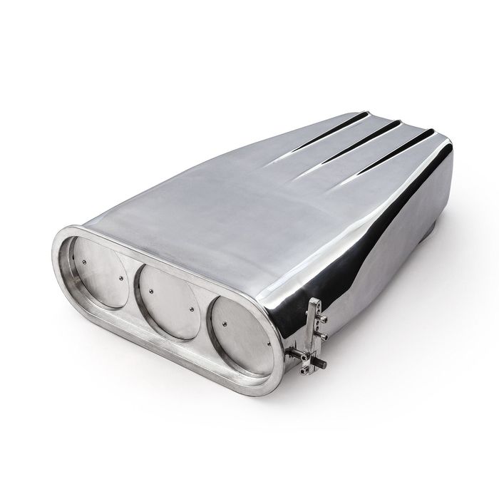 Speedmaster Polished Aluminum Bug Catcher Finned Hood Scoop