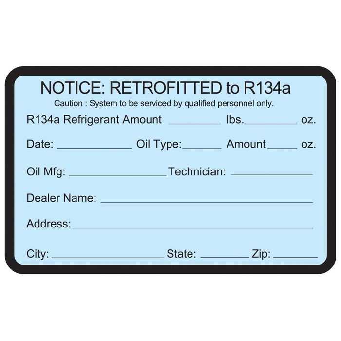Santech R134A Retrofit Conversion Label 25 A/C Repair Piece