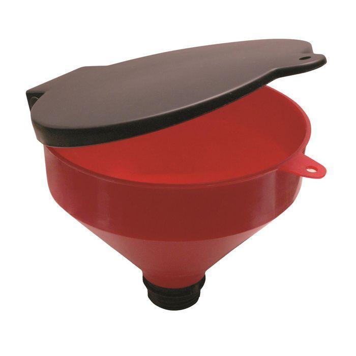 Funnel King Red and Black Drum Funnel with Lid 4 Quart