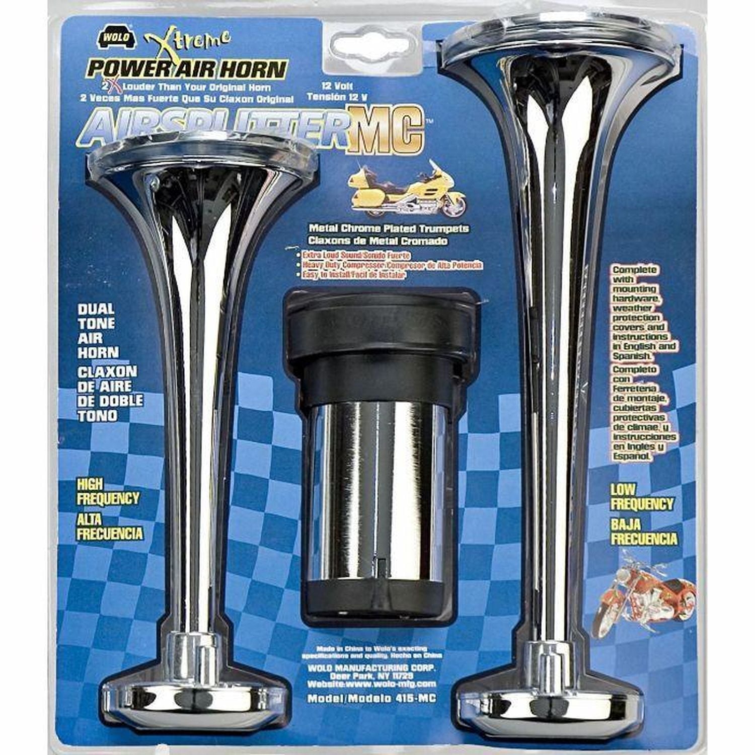Wolo Dual Tone Airsplitter Air Horn Kit with Polished Metal Chrome ...