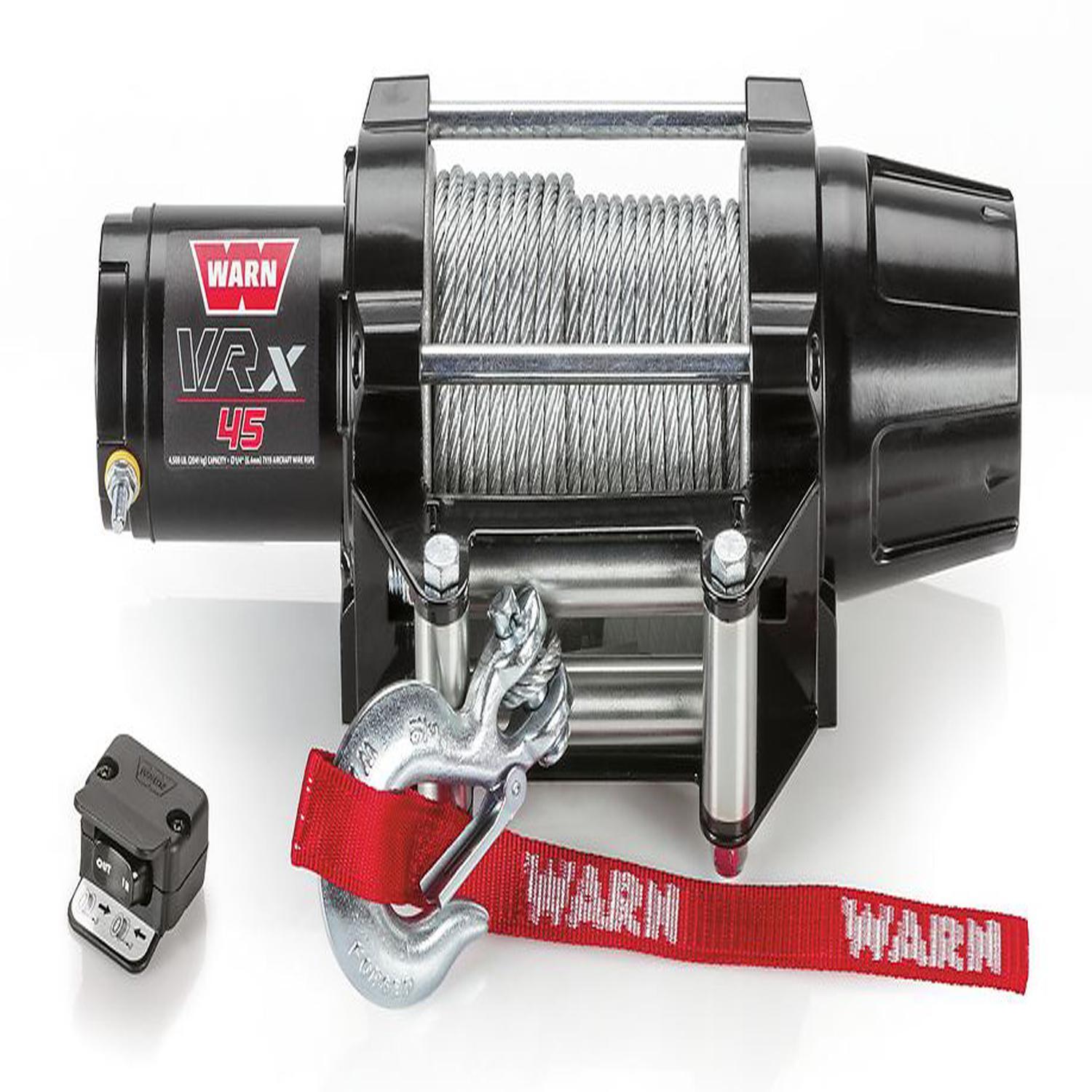 Warn 4,500lbs 50ft x 1/4ft Steel Rope 12 Volt Vehicle Mount Line Pull At-Side by Side