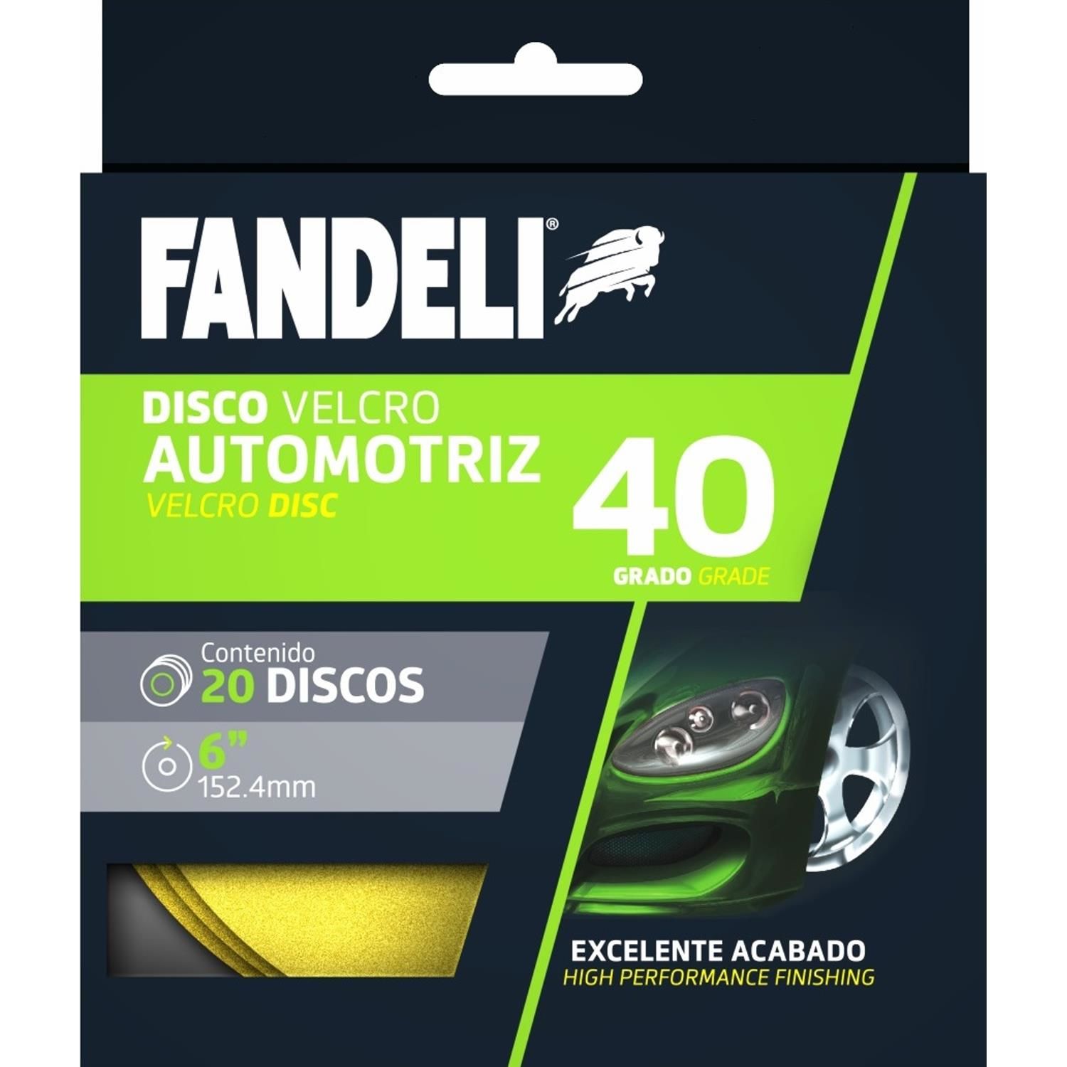 Fandeli Discos E080 Grado 040P con Cierre de Gancho y Bucle, 6 pulgadas