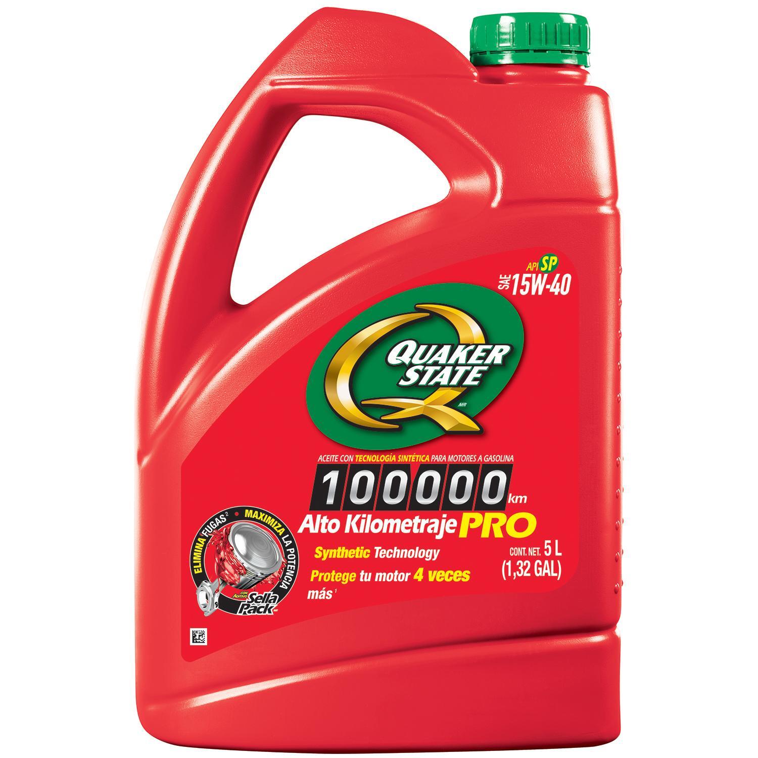 Quaker State Alto Kilometraje 15W-40 Aceite de Motor 5 Cuartos